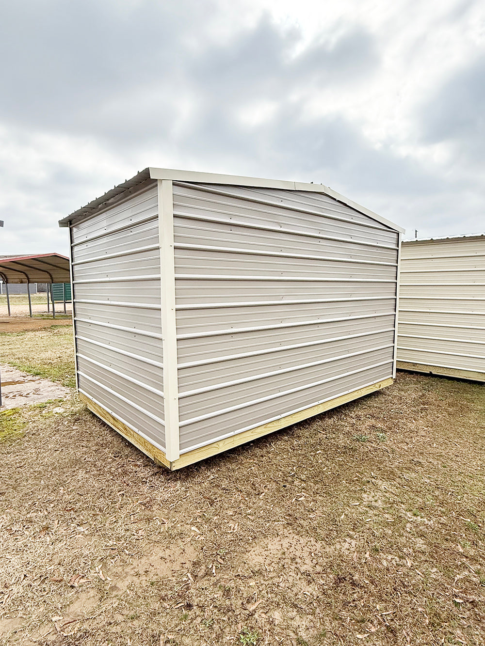 8x12 Regular Roof Portable Building - Taupe/Light Stone – Holcomb Buildings