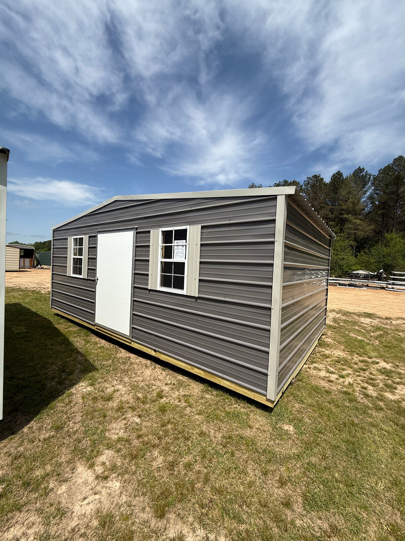 12x20 Regular Roof Portable Building - Charcoal and Gray – Holcomb ...