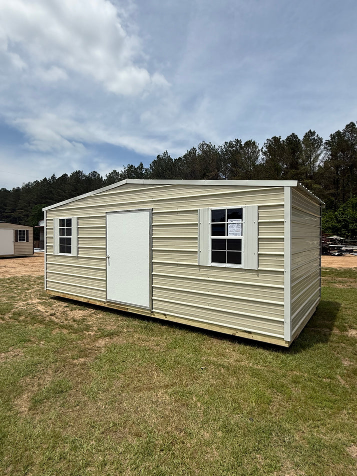 10x20 Regular Roof Portable Building - Light Stone/Alamo White ...