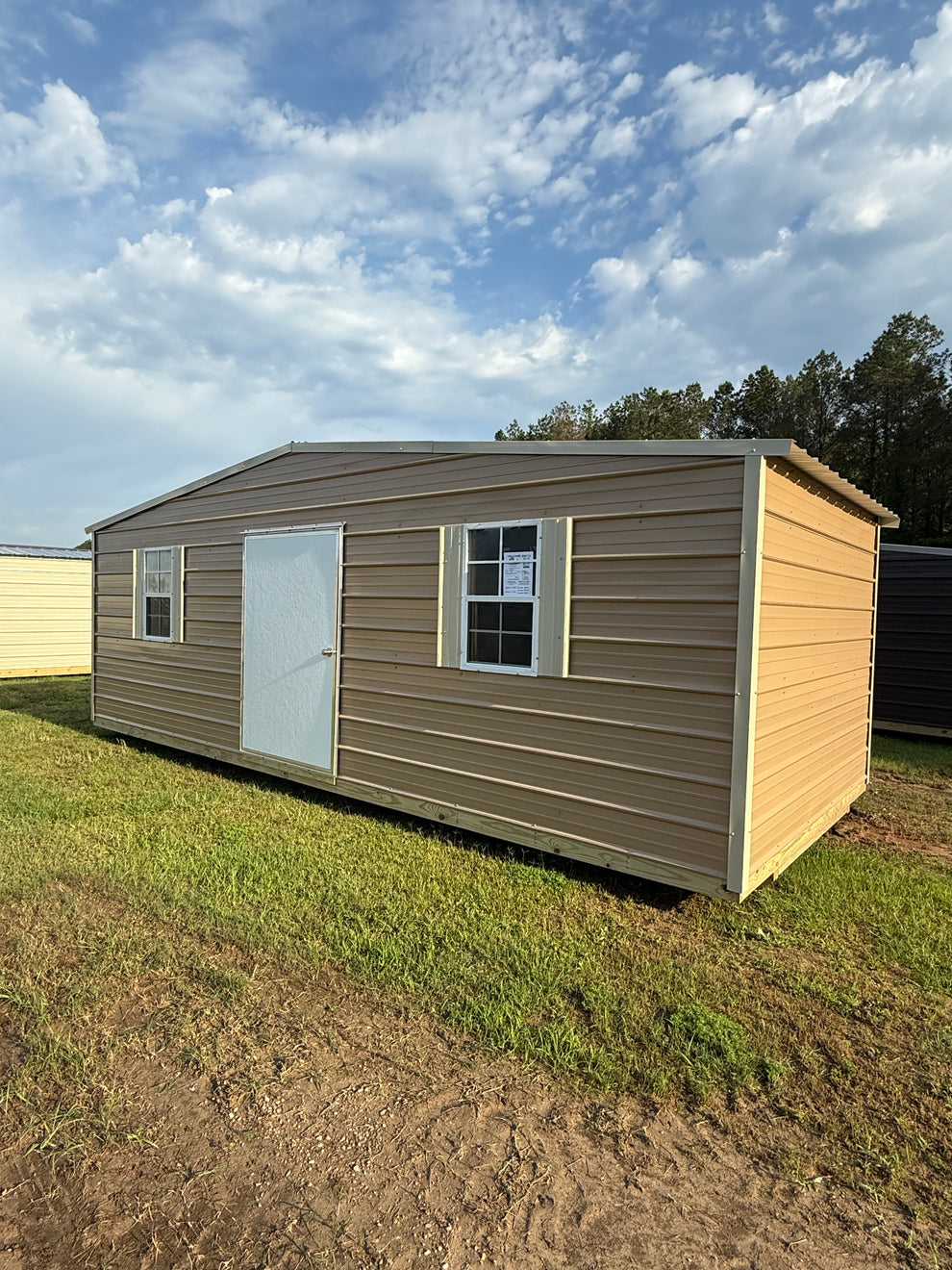 10x24 Regular Roof Portable Building - Tan/Light Stone – Holcomb Buildings