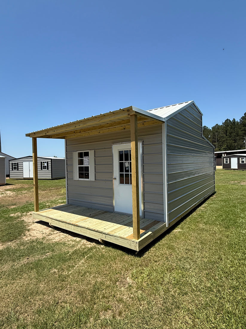 12x24 Lofted Big Mac Portable Building-Gray/Alamo White – Holcomb Buildings