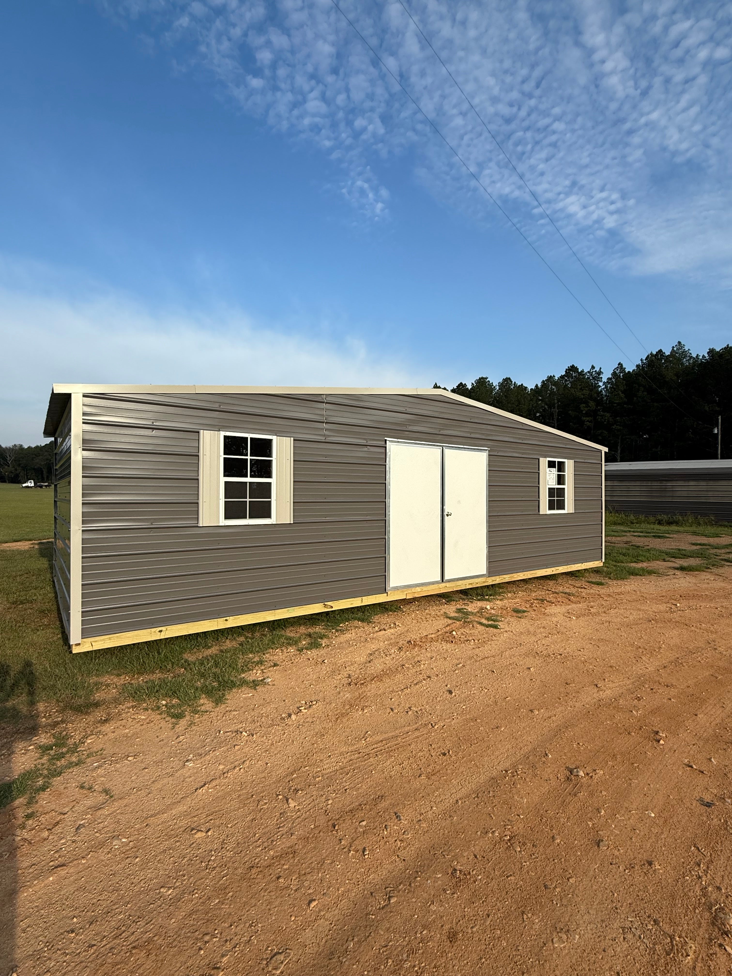 12x28 Regular Roof Portable Building -Charcoal/Gray – Holcomb Buildings