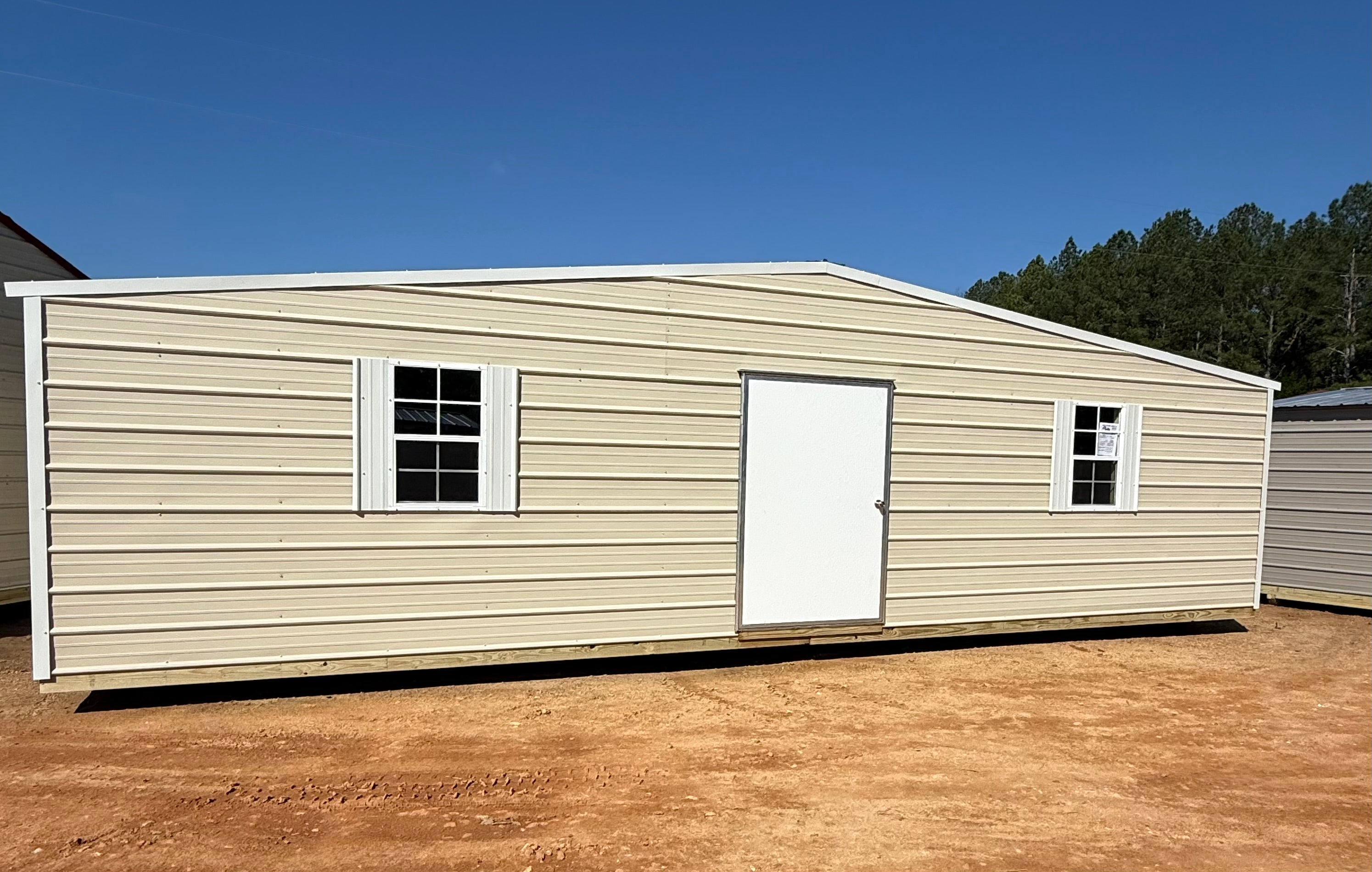 12x32 Regular Roof Portable Building - Light Stone/Alamo White ...
