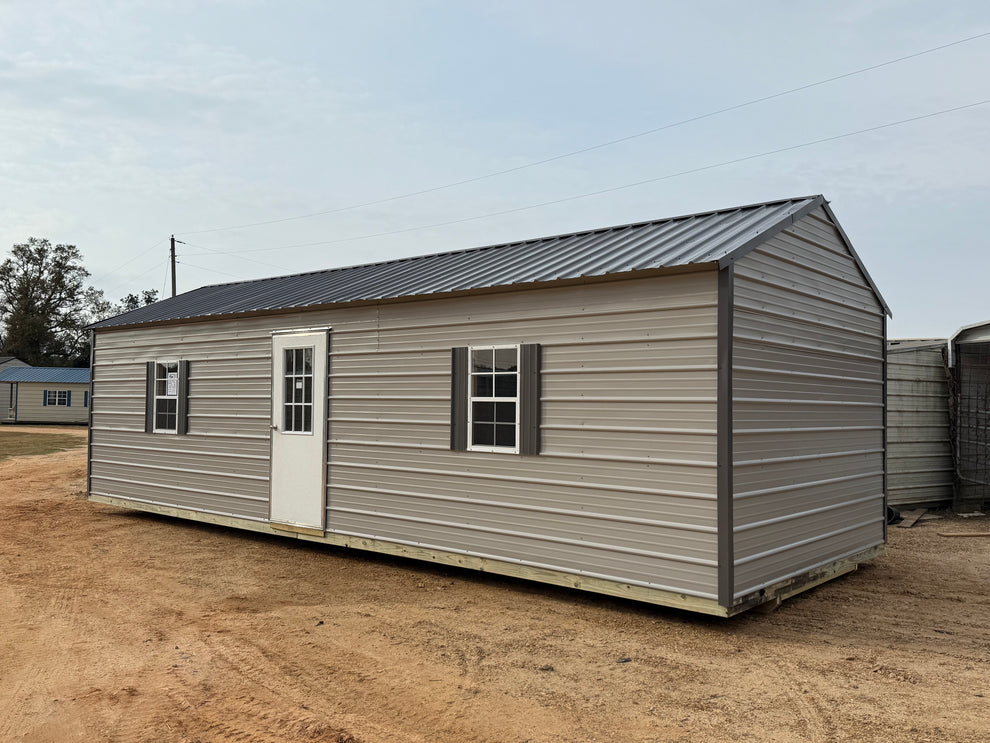 12x32 Peak Roof Portable Building PLUS House Wrap- Gray/Charcoal ...