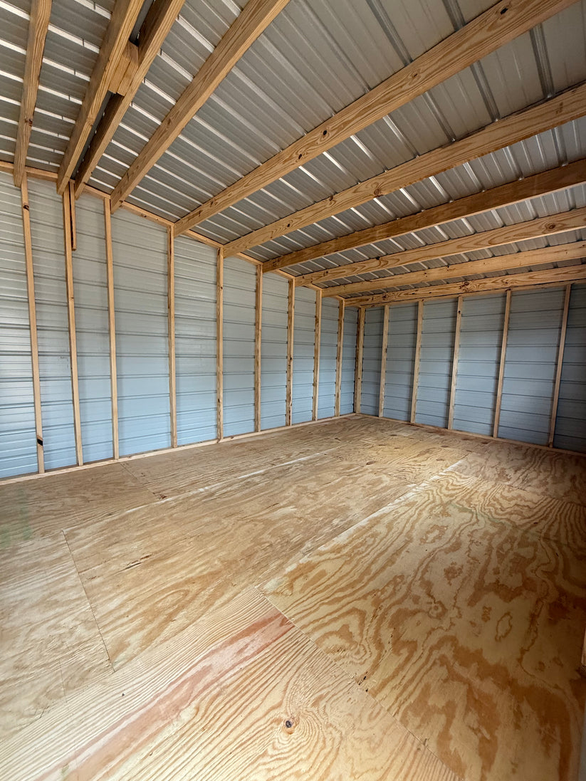 12x30 Regular Roof Portable Building - Gray/Alamo White with Double Do ...